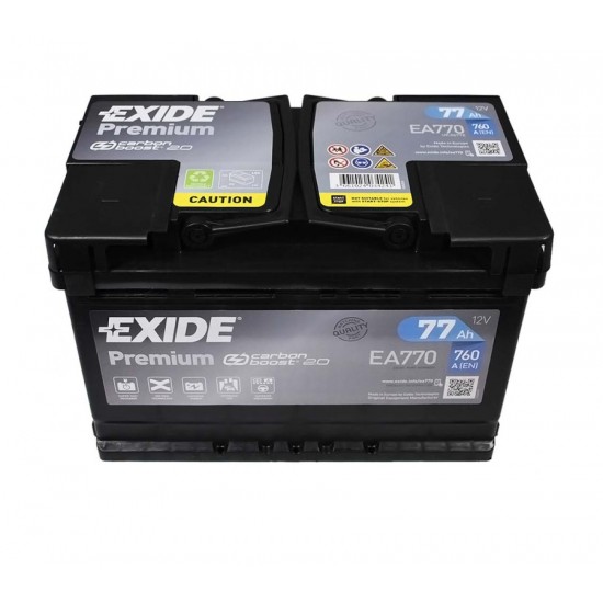 Акумулятор EXIDE PREMIUM 77Ah Eb (-/+) (760EN) (д260*ш173*в225) EA770Ah
